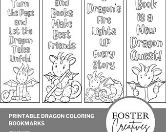 Printable Kids Coloring Dragon Bookmarks, Instant Download PDF - Etsy