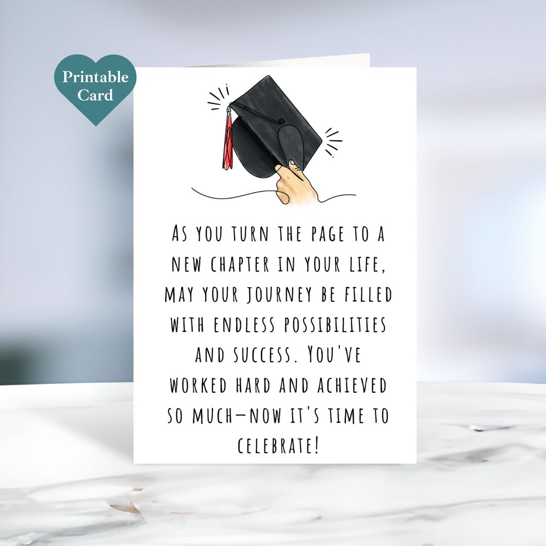 Printable Graduation Card. Envelope Template Included. 5 X 7 Inches ...