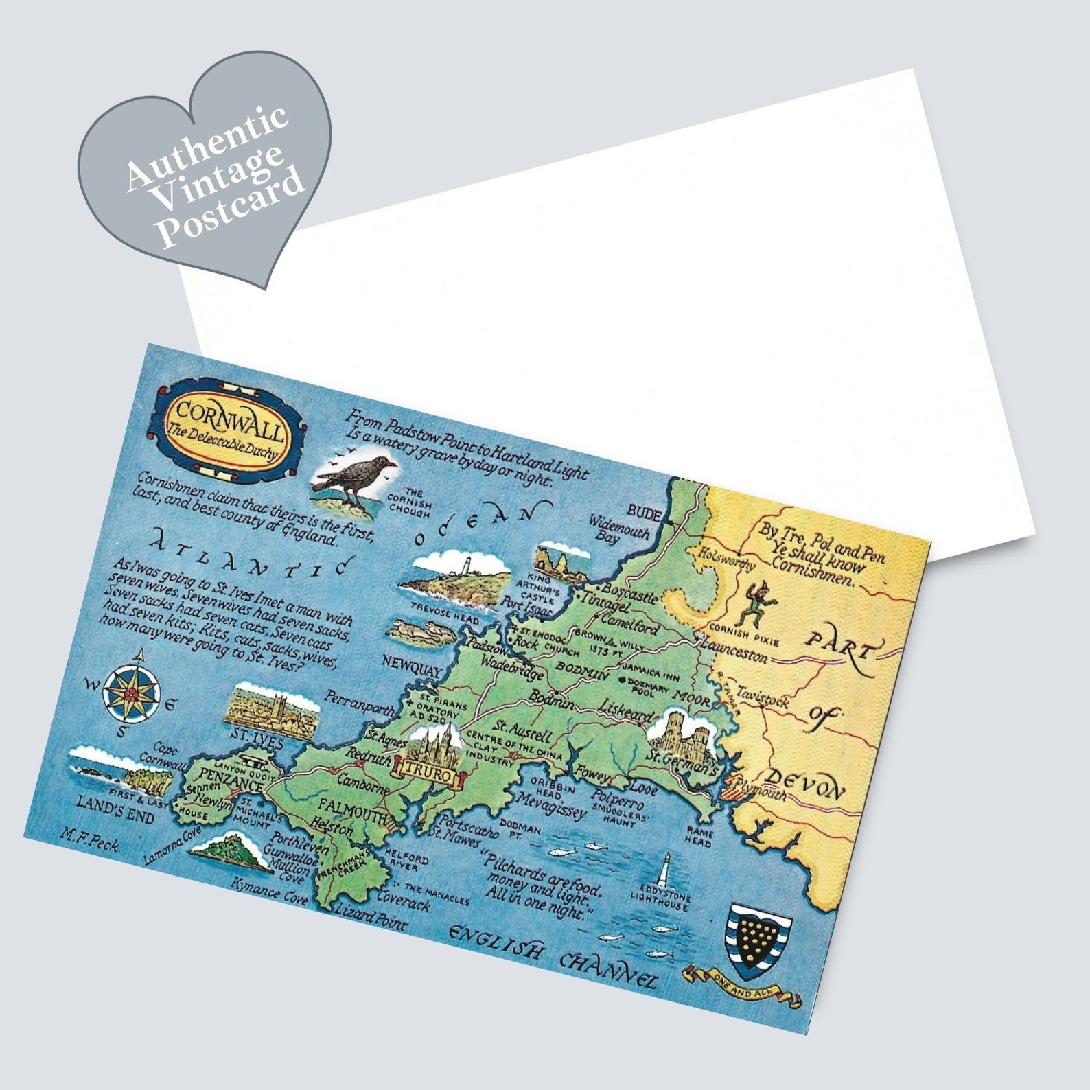Cornwall, the Delectable Duchy, Map Postcard. Unused. A1 - Etsy