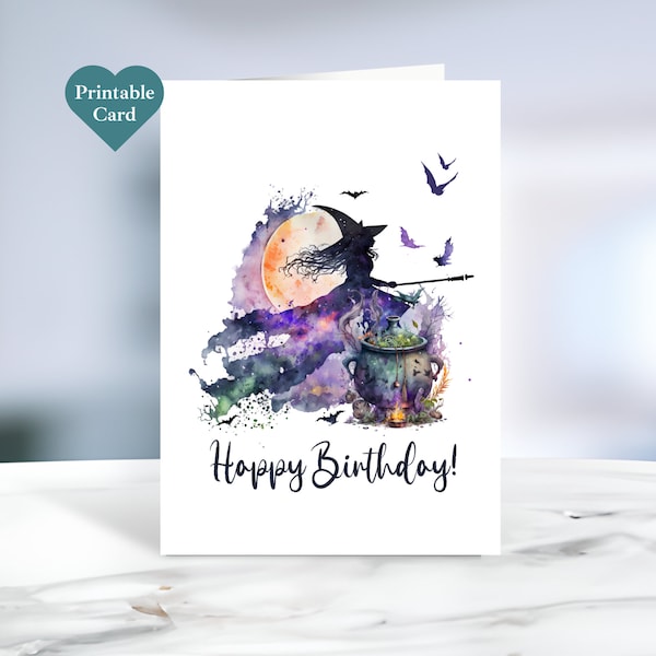 Witch Birthday Card Printable - Etsy