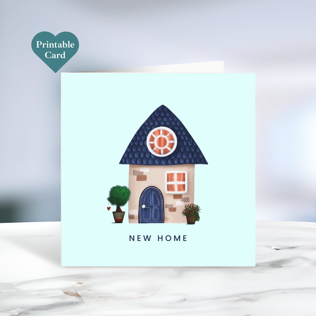 Printable Housewarming Card. New Home Card With Envelope Template. 5 X ...