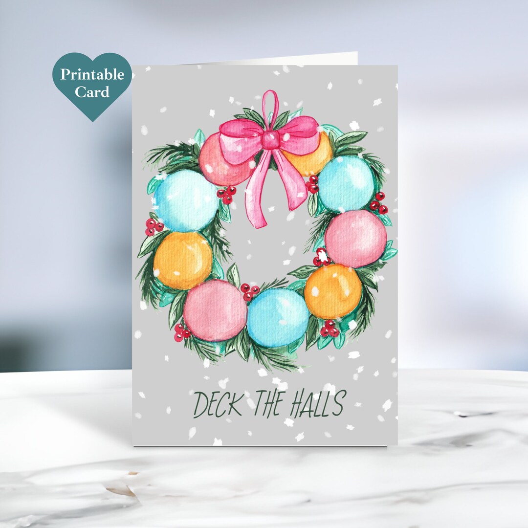Printable Christmas Card Deck the Halls. Comes With an Envelope ...