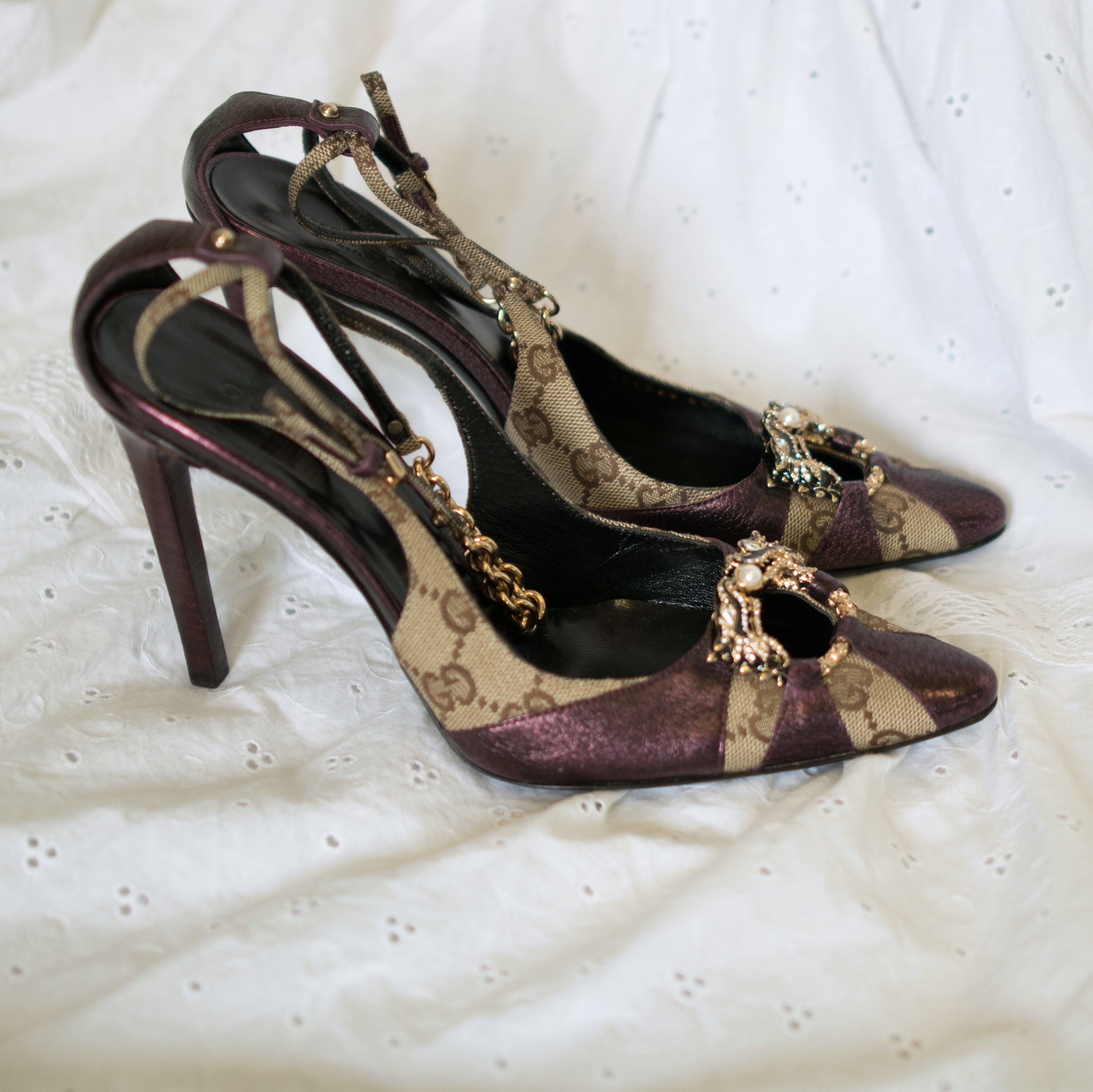 Gucci x Tom Ford vintage heels shoes 90's monogram dragon | Etsy