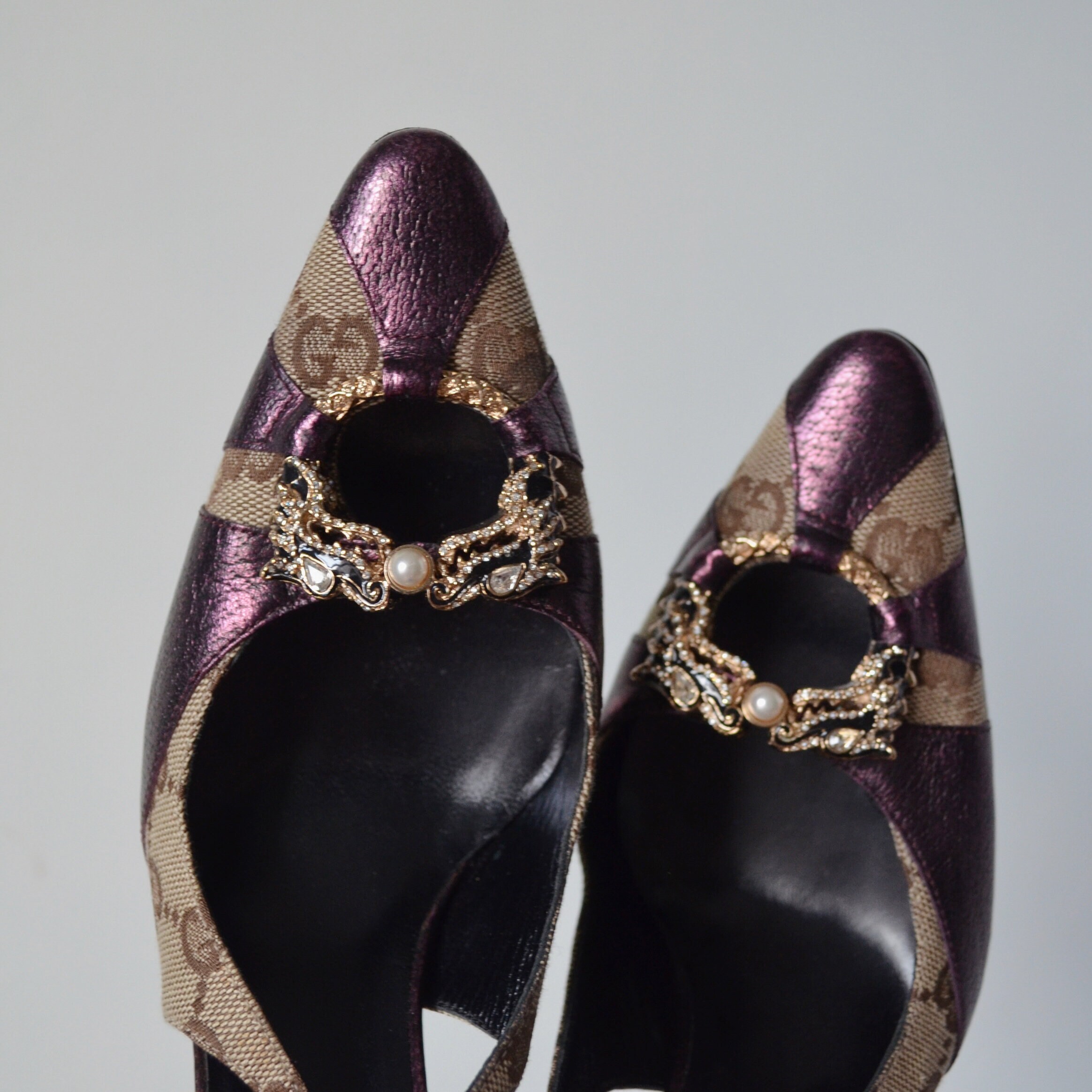 Gucci x Tom Ford vintage heels shoes 90's monogram dragon | Etsy