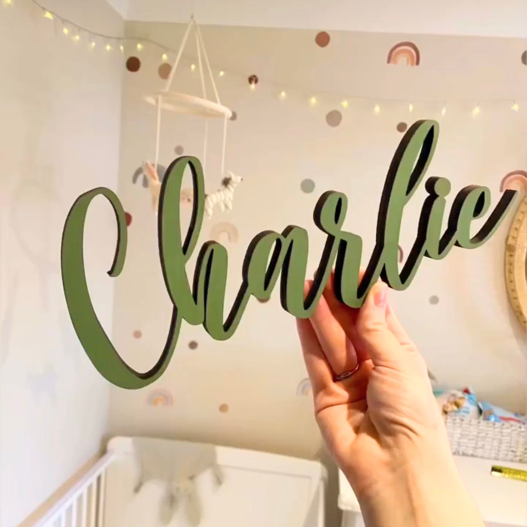 Personalised Wooden Name Sign / Cut Out Wall Decor / Childrens Nursery ...