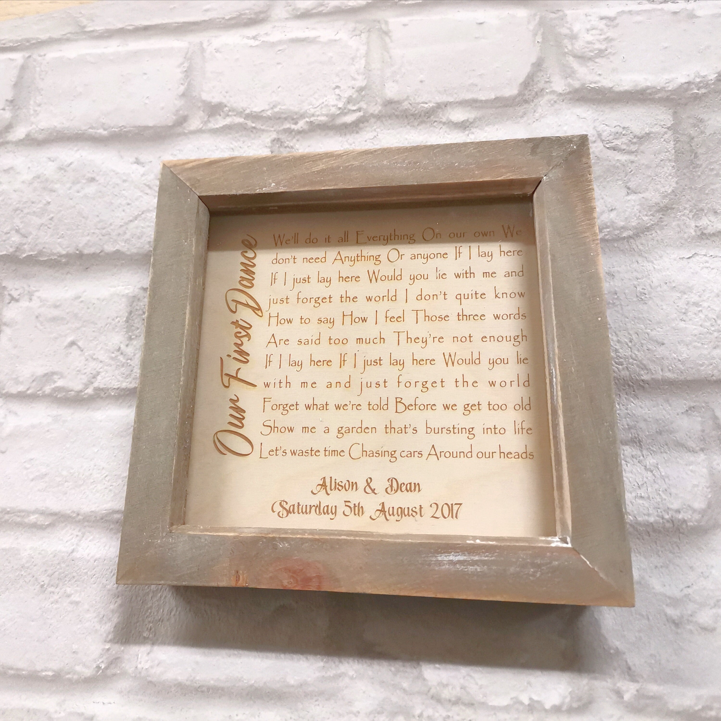 Song Lyrics Personalised Frame Music Gift / Engraved Favourite - Etsy UK
