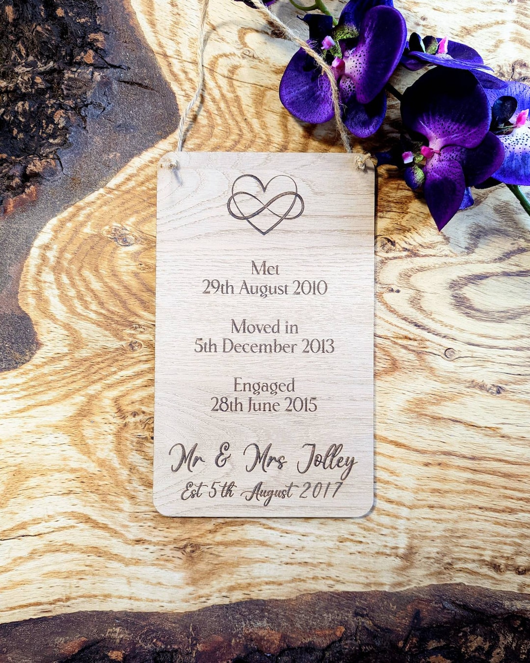 Personalised Wedding or Anniversary Timeline Gift / Wooden Engraved ...