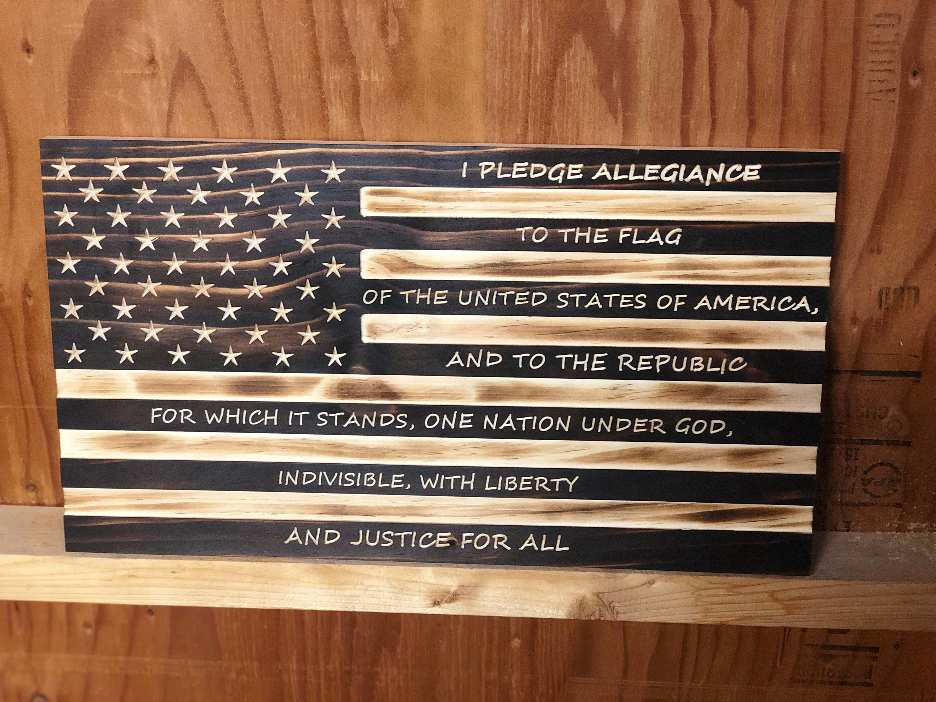 Wood Flag With Pledge of Allegiance, Personalized Flag, Rustic Flag ...