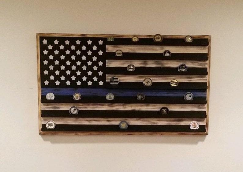 Challenge Coin Flag, Challenge Coin Holder, Coin Display, Rustic Flag ...