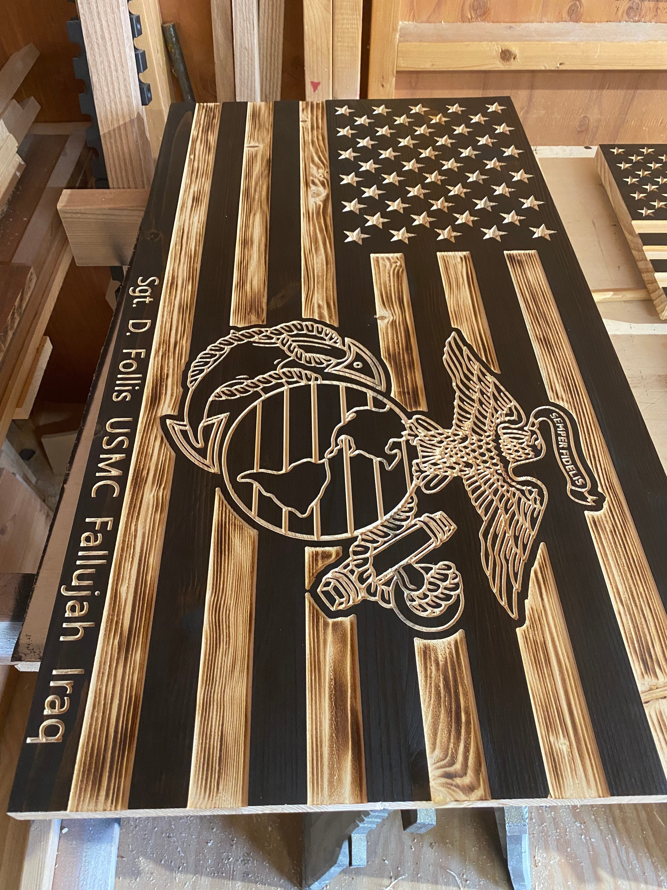 Personalized USMC Flag, Rustic Flag, Marine Flag, Military Flag ...