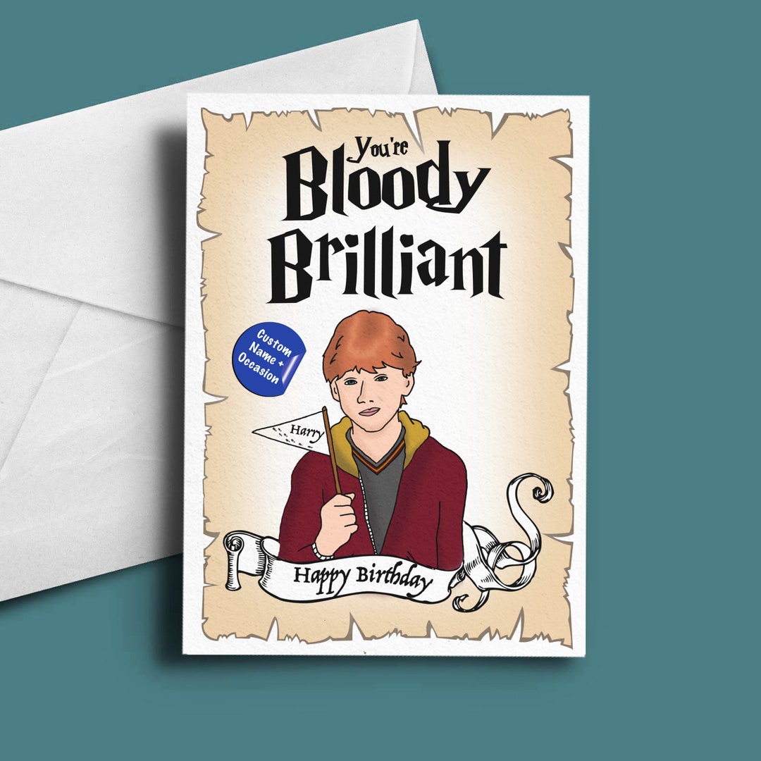Wizard Birthday Card - Bloody Brilliant - Personalised Birthday Card - Etsy