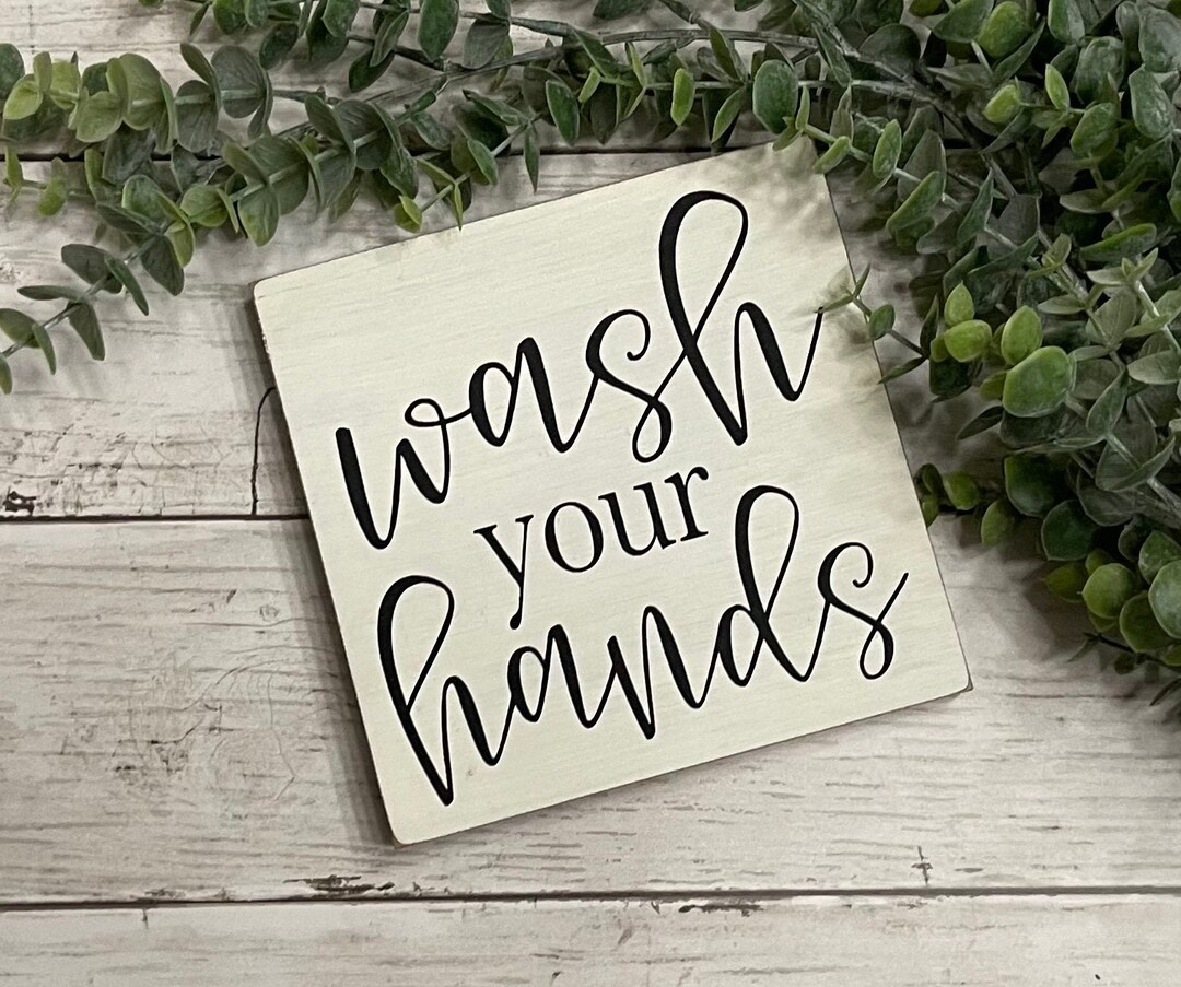 Wash Your Hands - Bathroom Sign - Kitchen Sign - Mini Sign - Wood Sign ...