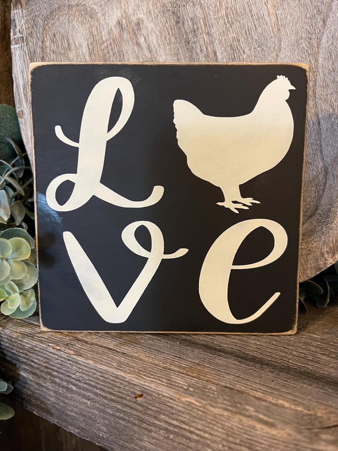 Chicken Love - Kitchen Sign - Mini Sign - Wood Sign - Chicken - Farm ...