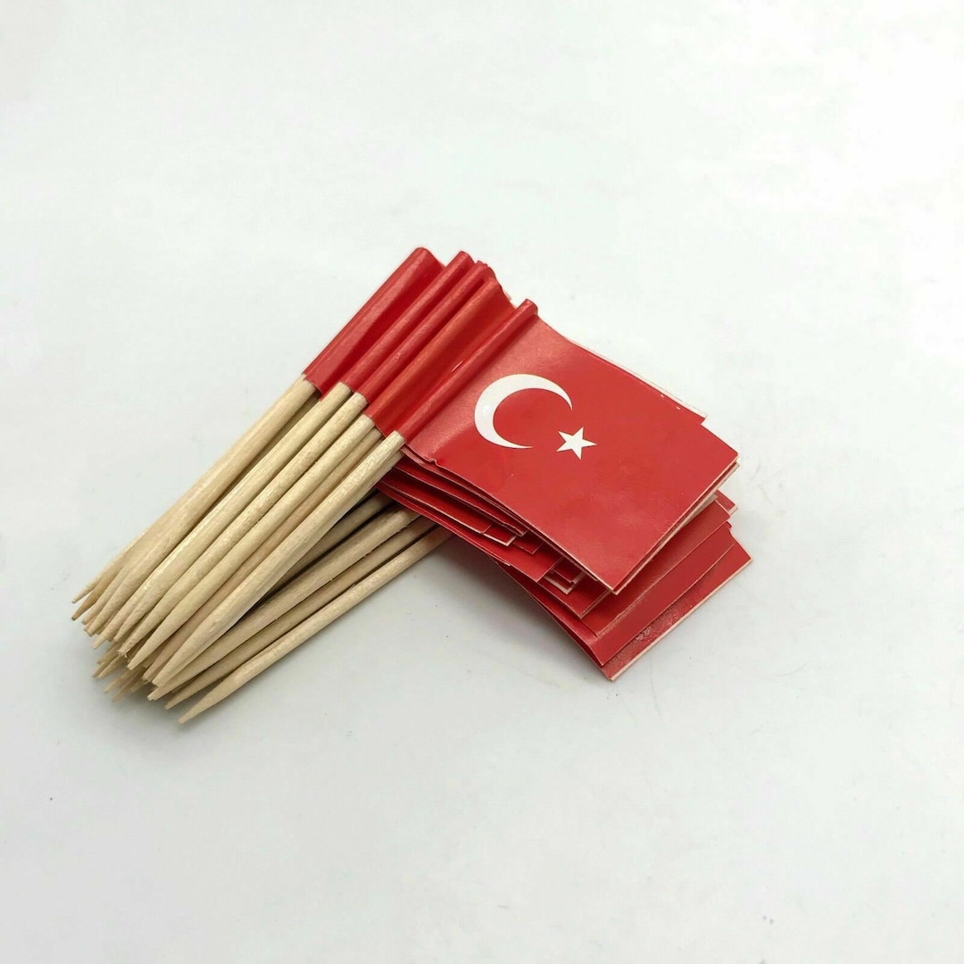 50 Pieces Turkey Toothpicks MINI Flags Paper Sticks Party - Etsy