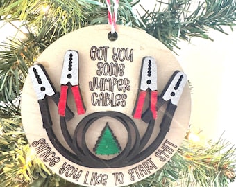 Jumper Cable Ornament, Hand-painted Laser Cut Wood Ornament, Got You ...