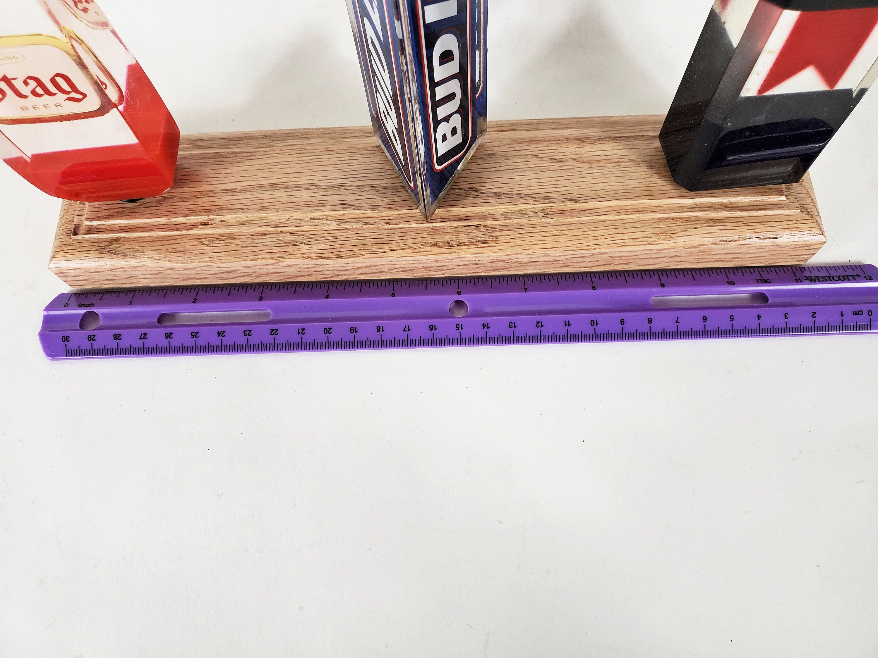 Red Oak Wood 3 Tap Handle Display Stand Handmade base holder | Etsy