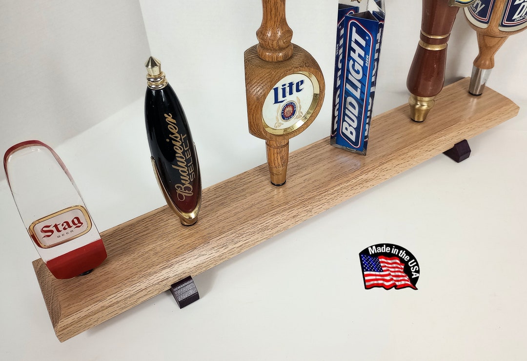 Six 6 Beer Red Oak Tap Handle Display Stand Base Holder Mount Handmade ...