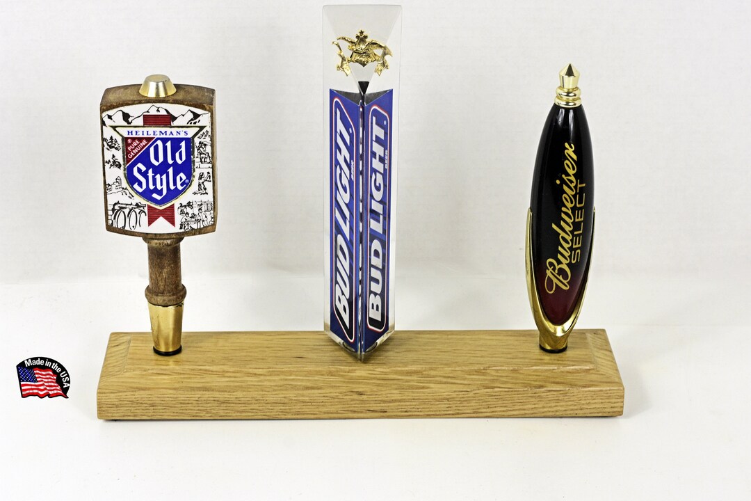 Three Beer Tap Handle Display Stand Base Holder Handmade White Oak ...