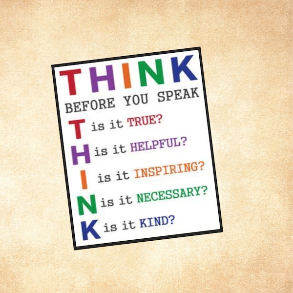 Think Before You Speak - Etsy