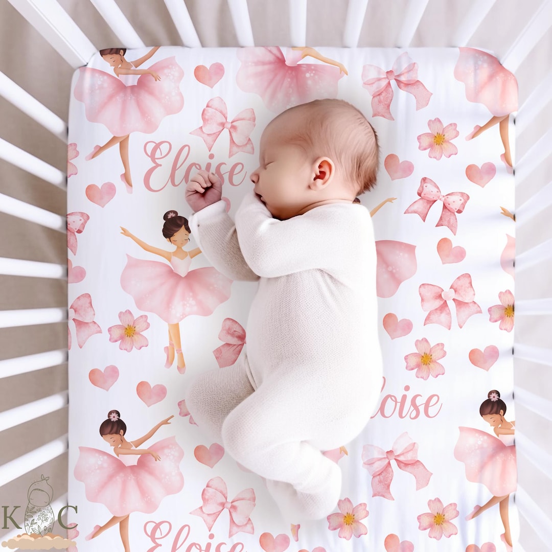Ballet Crib Sheet Nursery Set, Personalized Ballerina Baby Bedding ...