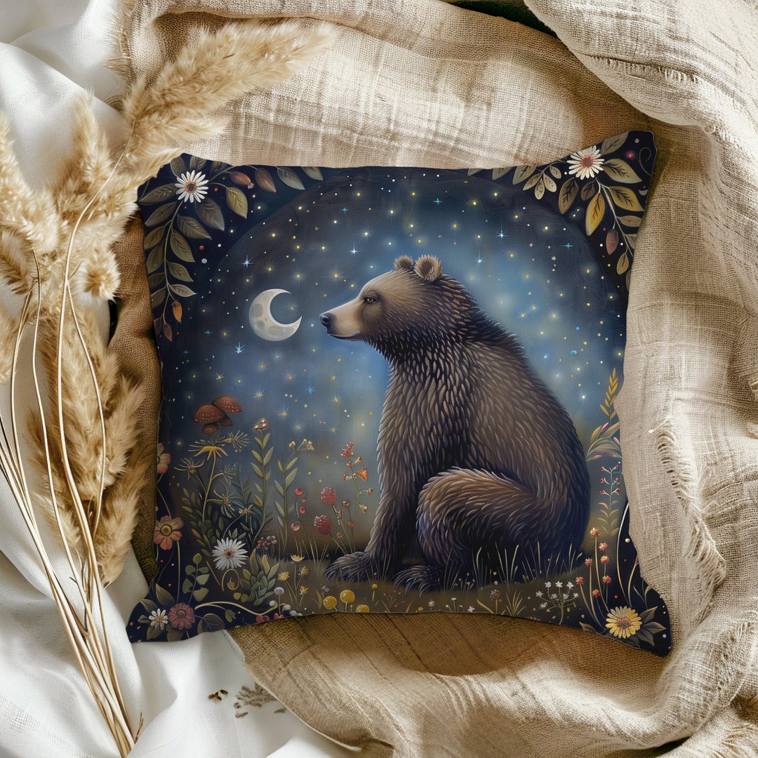 Whimsigoth Majestic Bear Throw Pillow, Spirit Animals Daybed Cushions ...