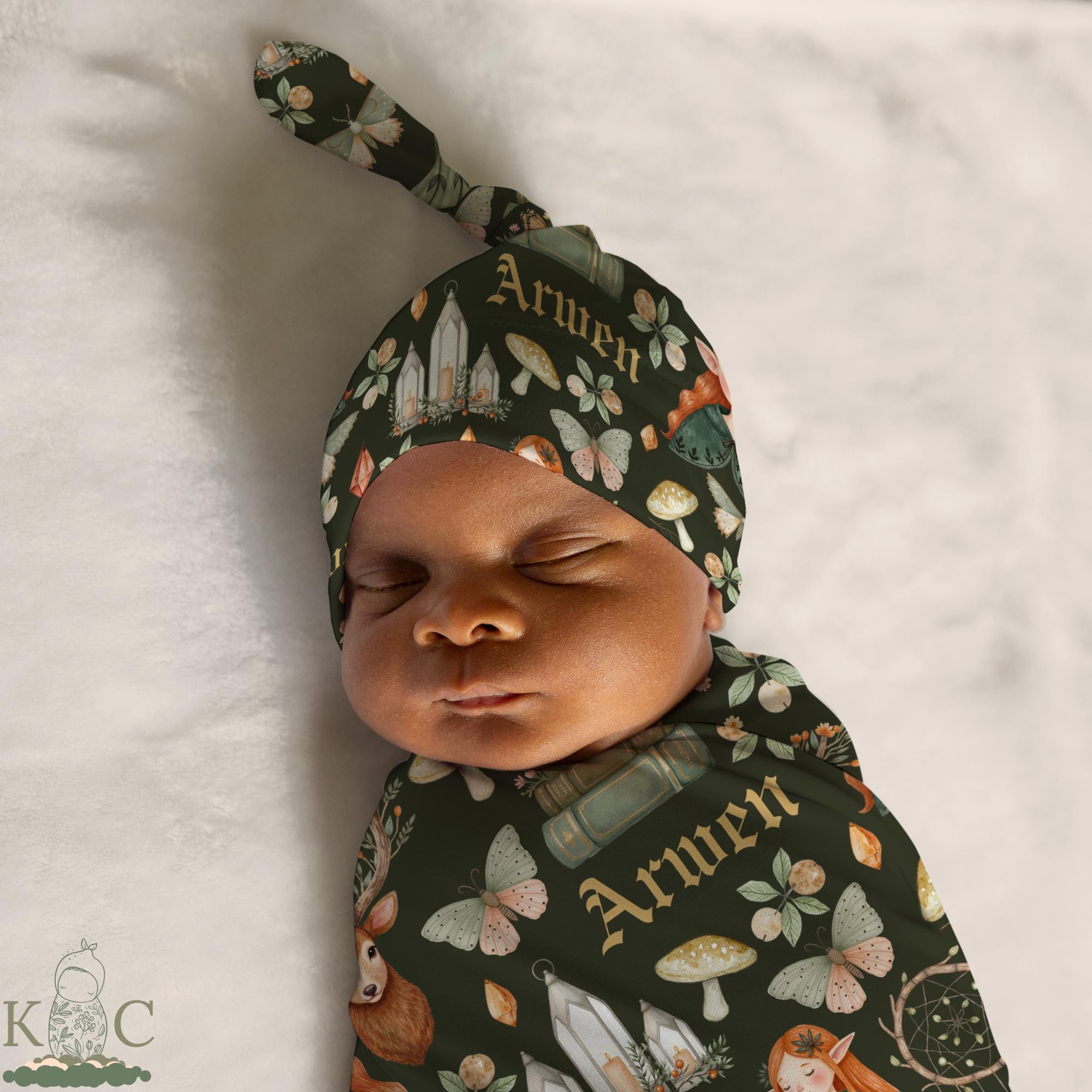 Elven Crib Sheet Nursery Set | Fantasy Forestcore Newborn Hospital Prop ...