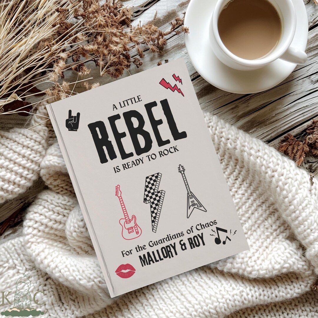Personalized Punk Rock N Roll Baby Shower Guest Book, Gothic Rebel ...
