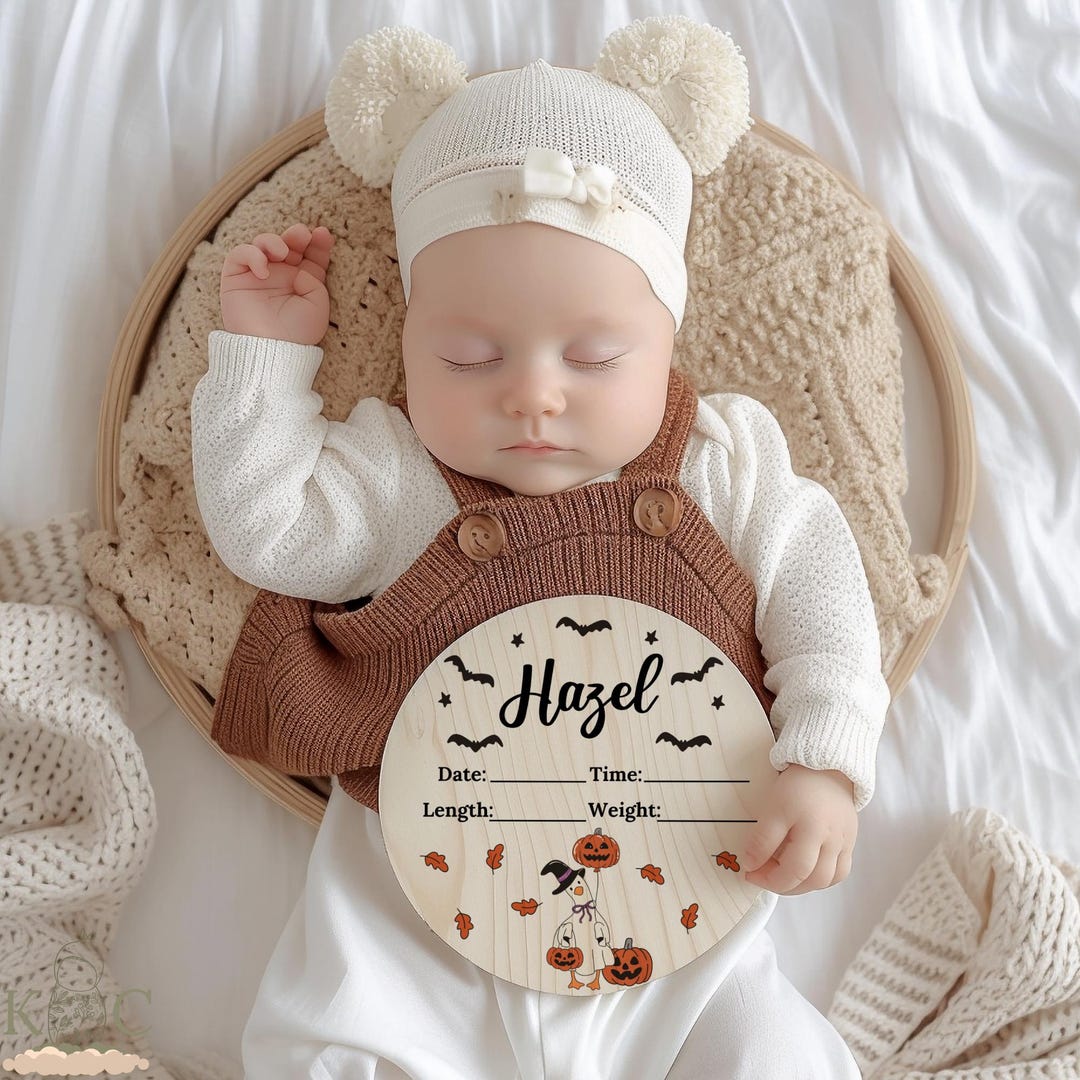 Halloween Silly Goose Birth Stat Sign, Personalized Spooky Baby Name ...
