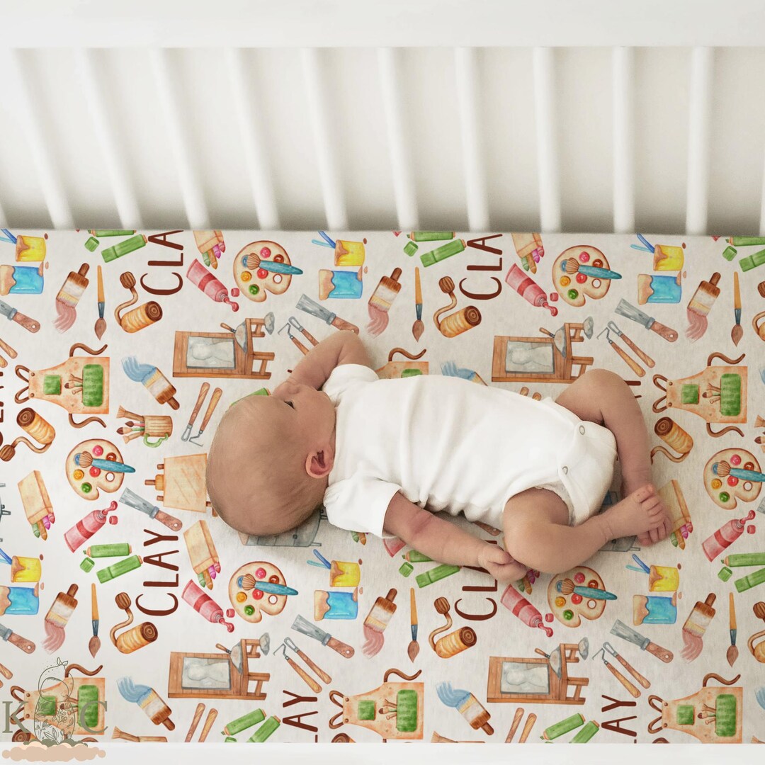 Personalized Clay Art Fitted Crib Sheet | Gender Neutral Nursery ...