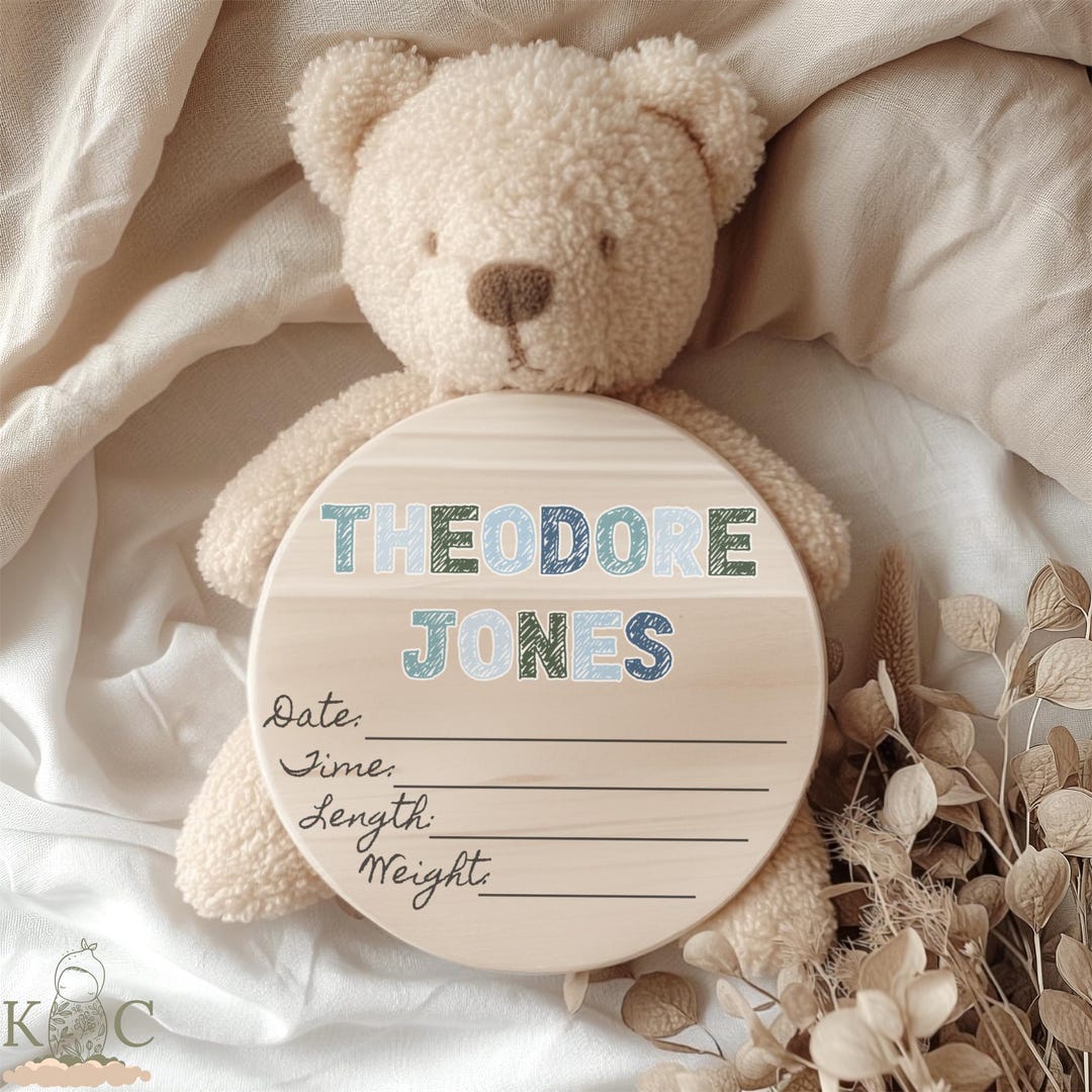 Personalized Baby Birth Stat Name Announcement Sign, Custom Blue Baby ...