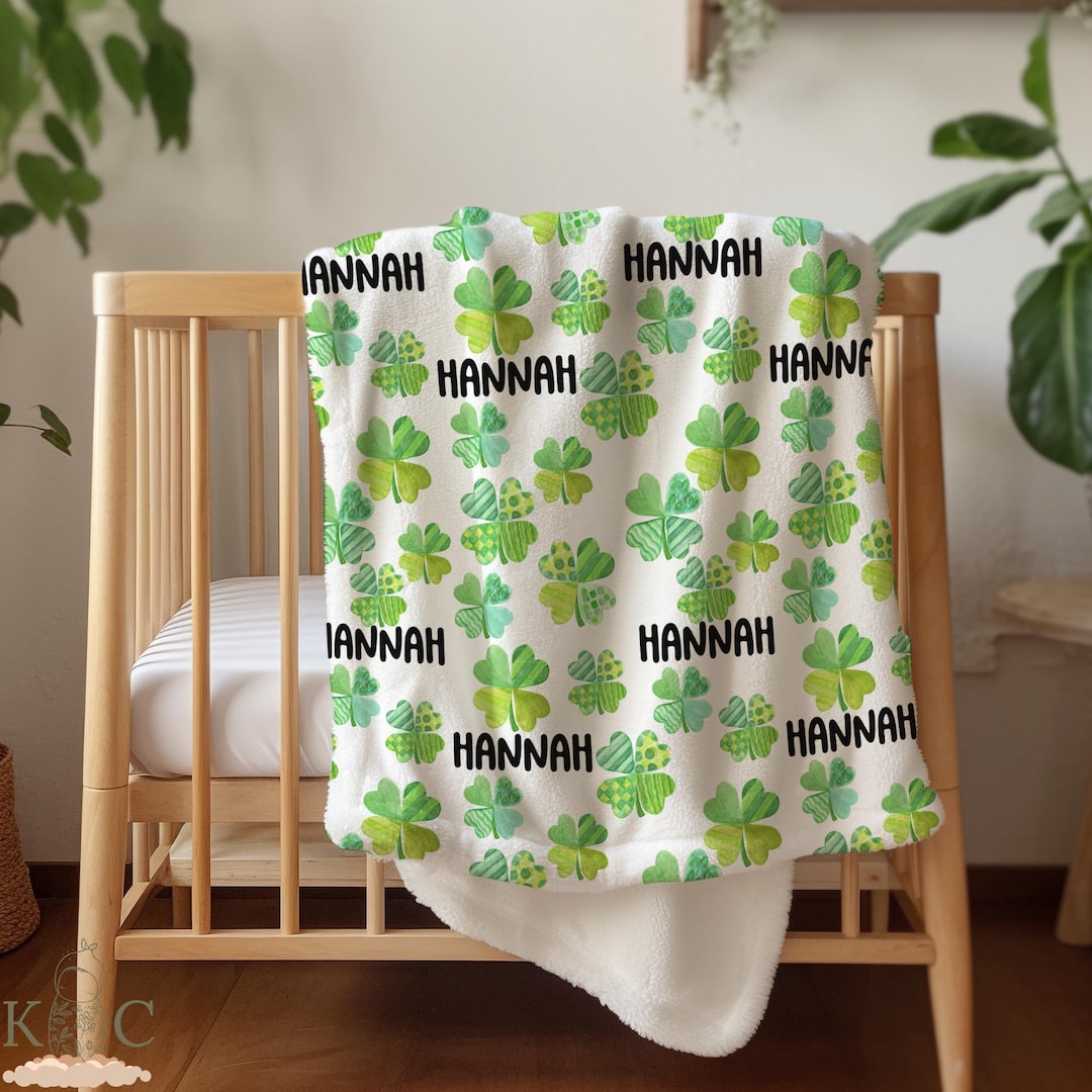 Personalized March Baby Blanket, Clover Newborn Boy Coming Home Outfit ...