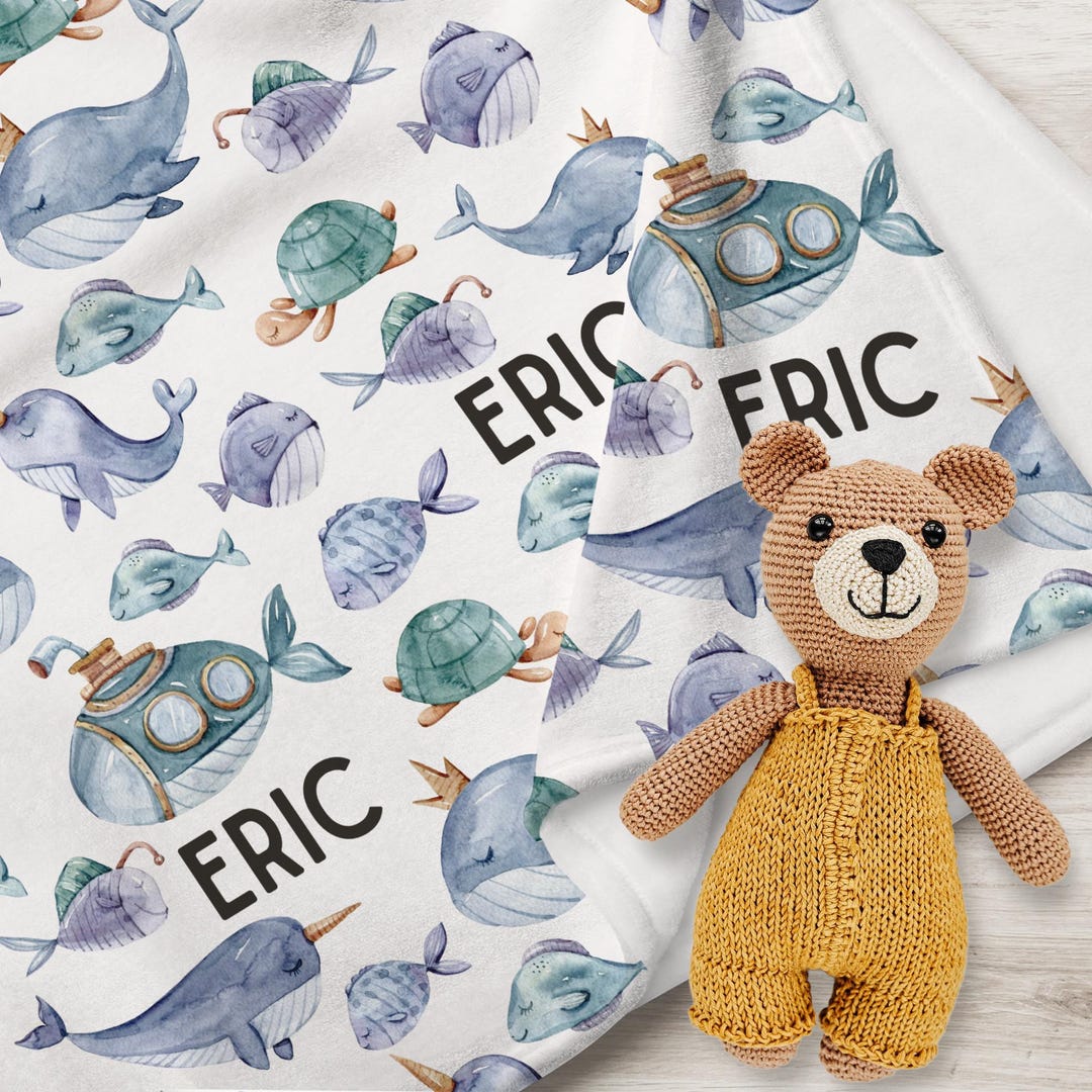 Personalized Sea Animals Swaddle for Baby Boy Gift Basket, Custom ...