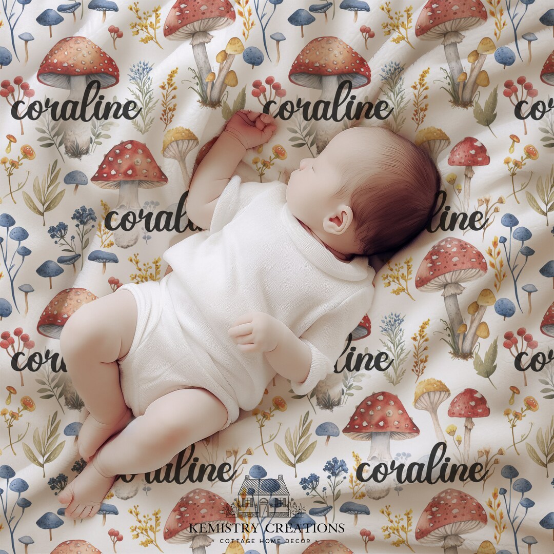 Personalized Mushroom Baby Blanket Newborn Boy Coming Home Outfit Gift ...