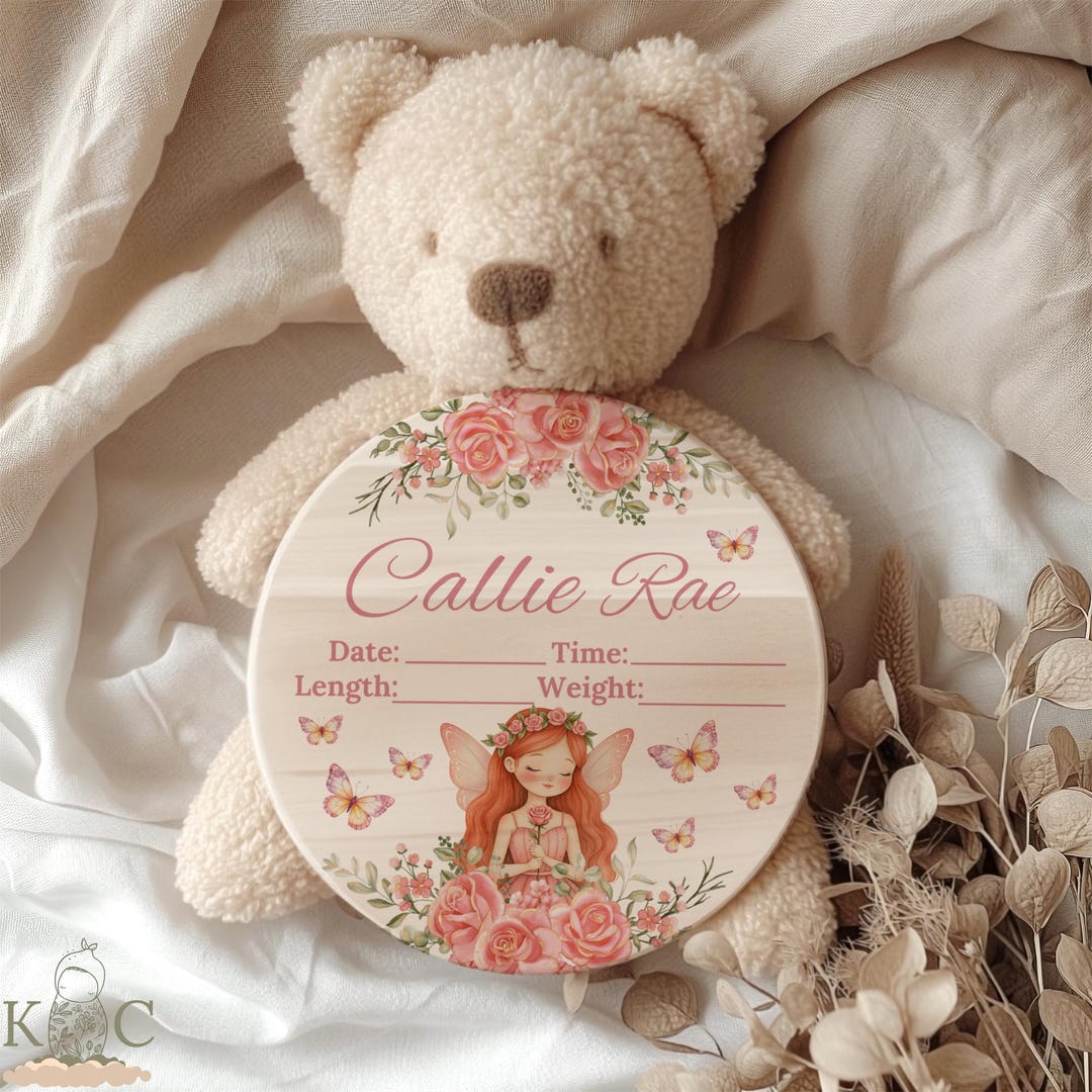 Personalized Redhead Fairy Birth Stat Sign, Rose Birth Flower Baby Name ...