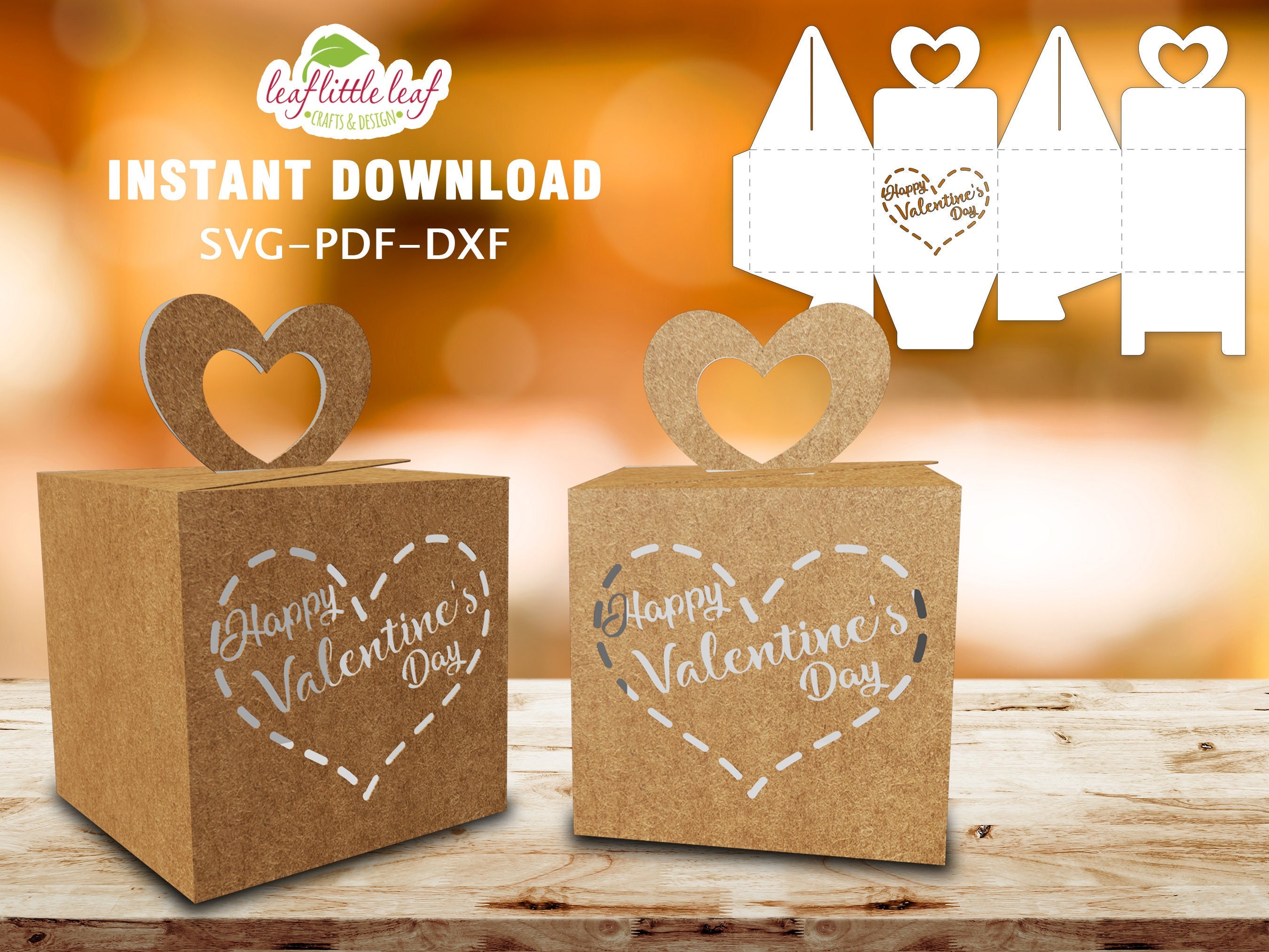 Happy Valentine's Day Square Box Template Square - Etsy