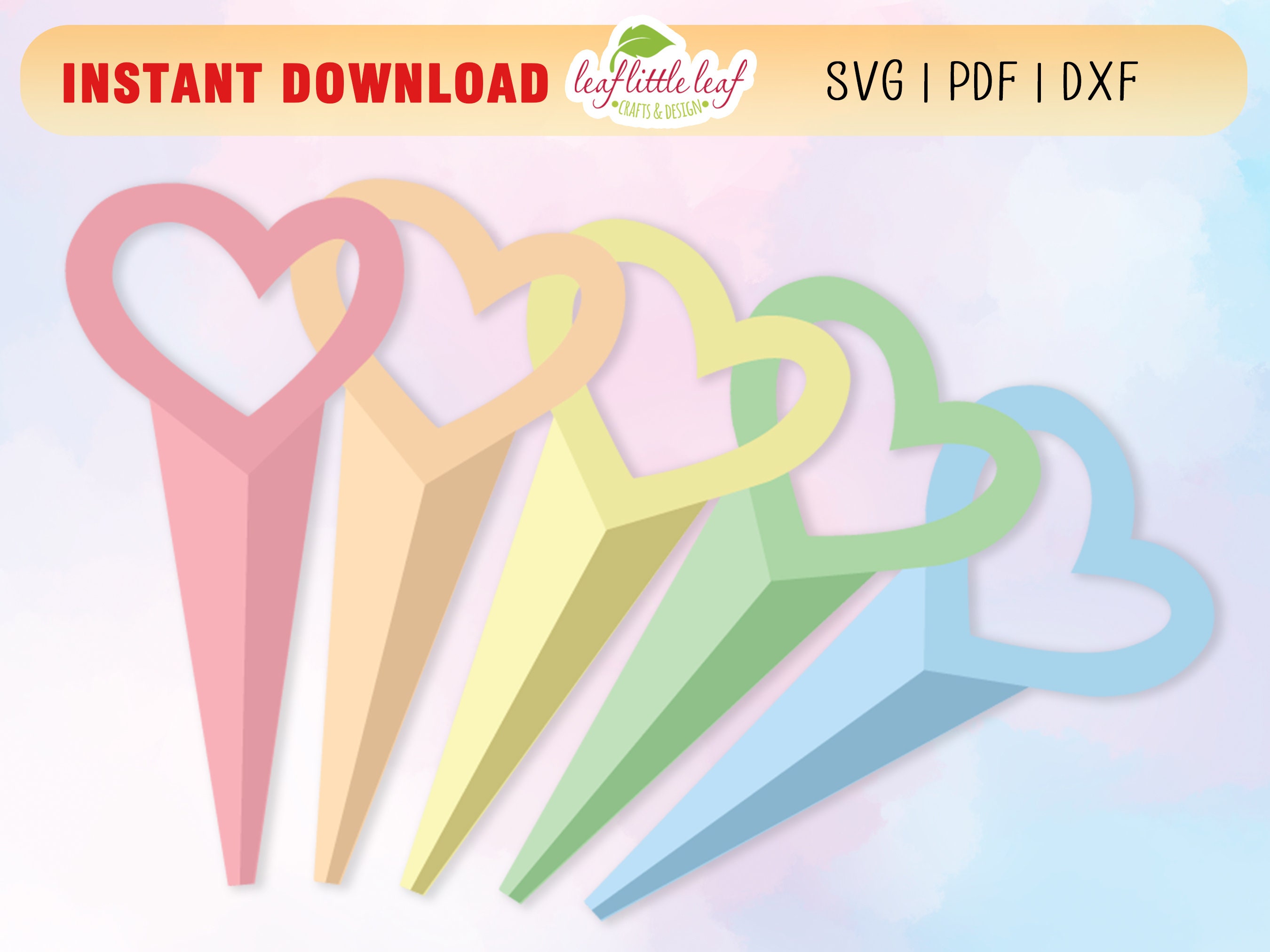 Flower Package Heart Template Flower Package Gift Valentine - Etsy