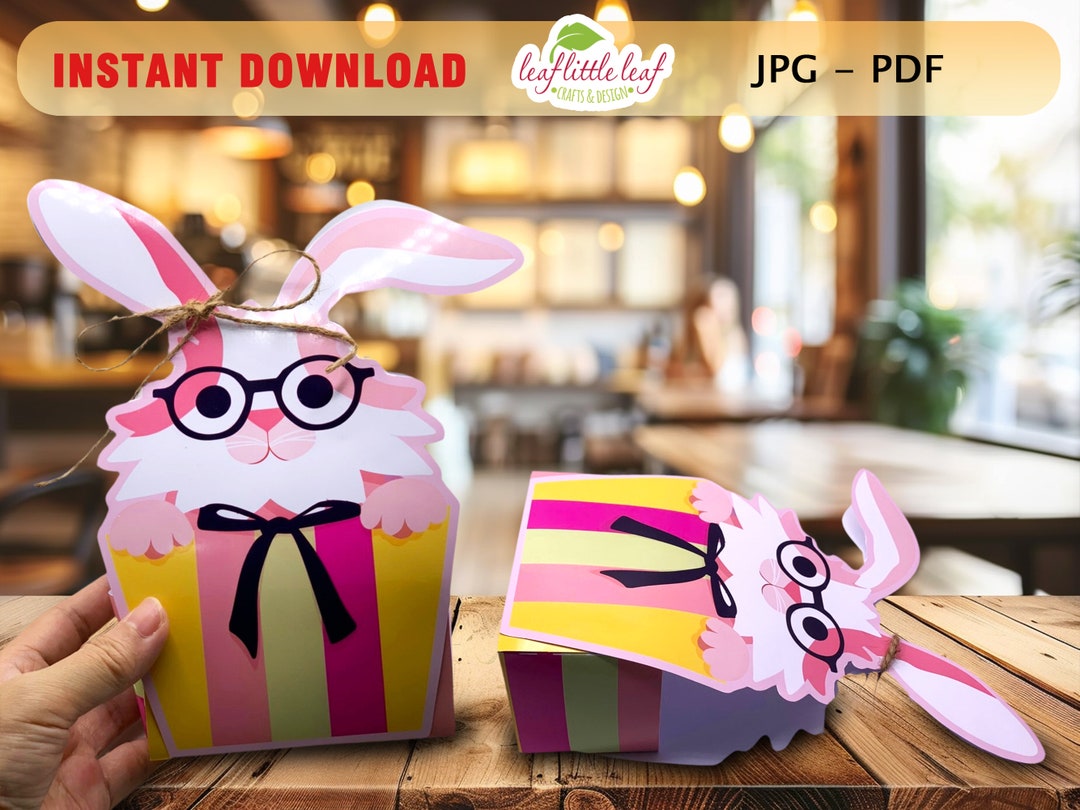 Easter Bunny Treat Box Printable, Easter Favor Box, Bunny Box Template ...