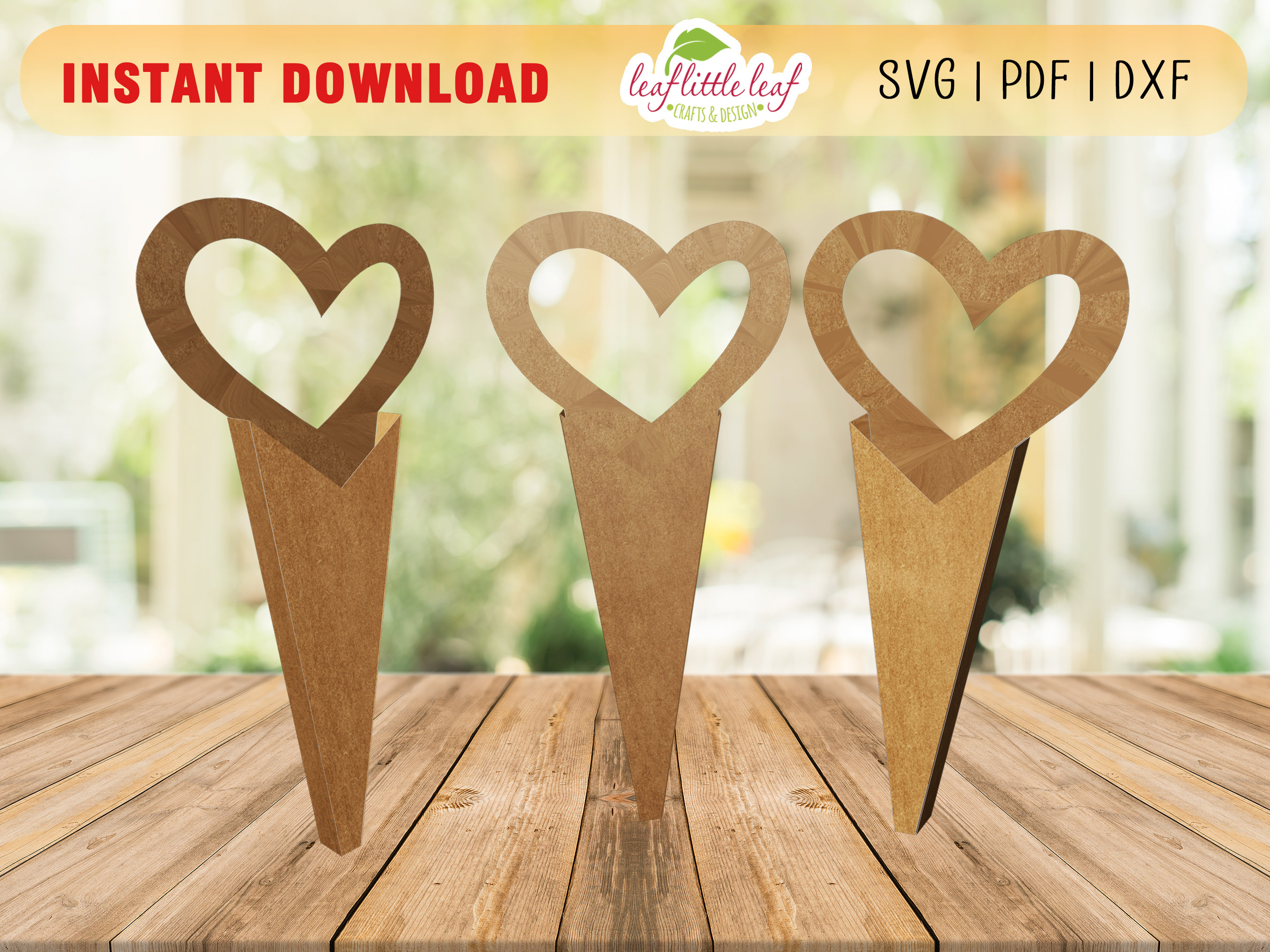 Flower Package Heart Template Vol.2, Flower Package Gift, Valentine ...