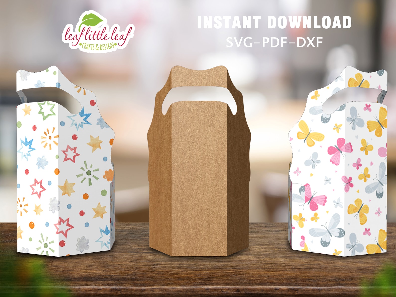 Flower Box With Handle Template Flower Box Package Box With | Etsy