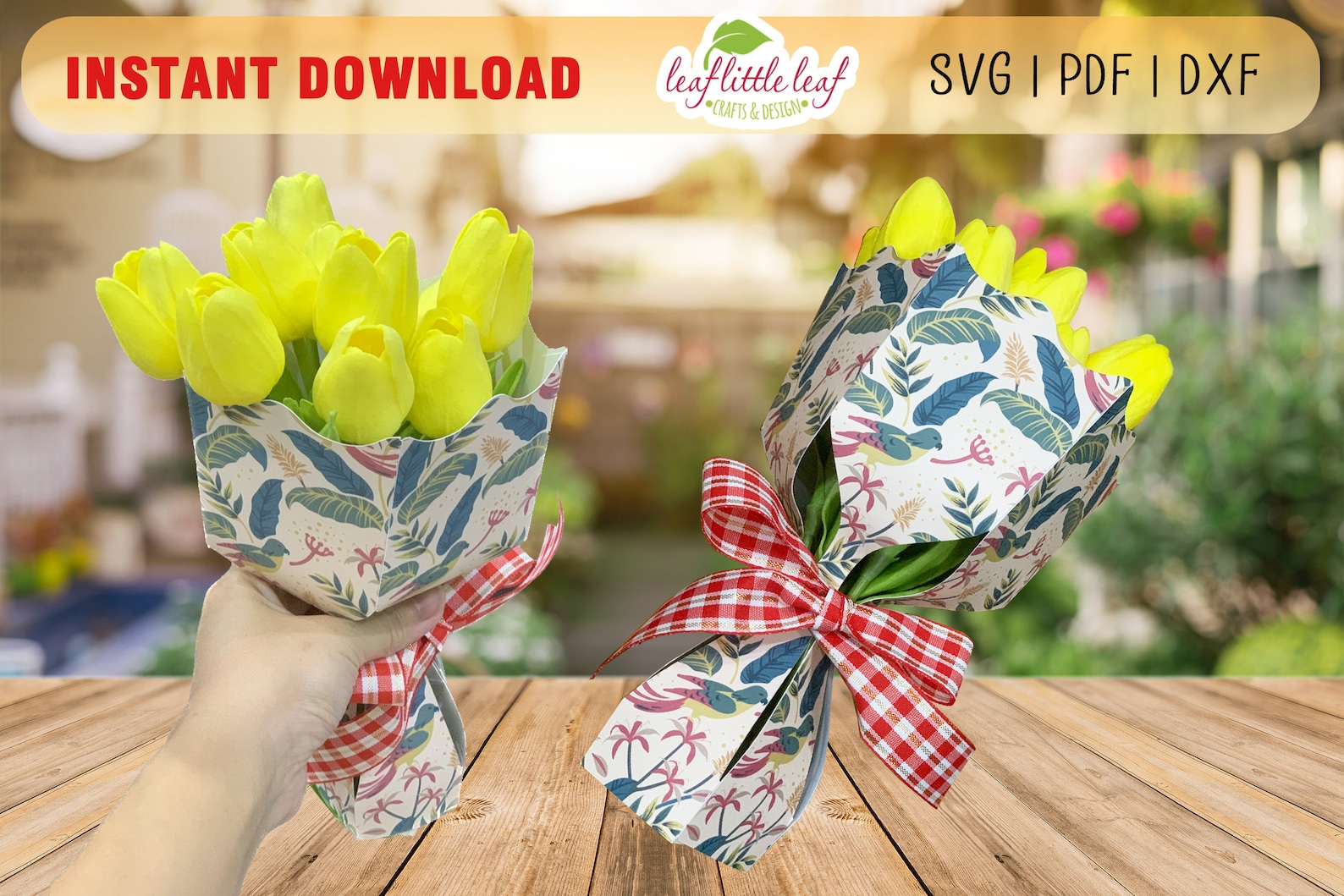 Flower Bouquet Packaging Template, Flower Bouquet Package With 3 Size ...