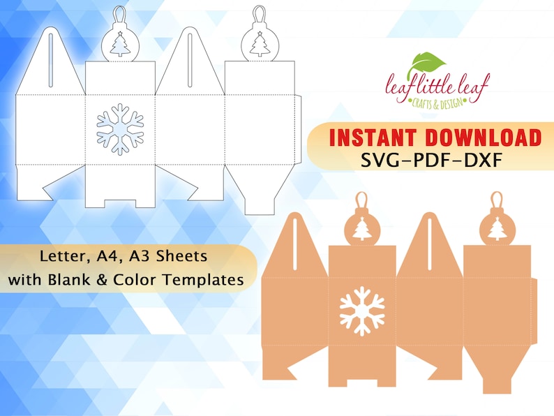 Christmas Bauble Box Template, Christmas Gift Box, SVG DXF PDF, Party ...