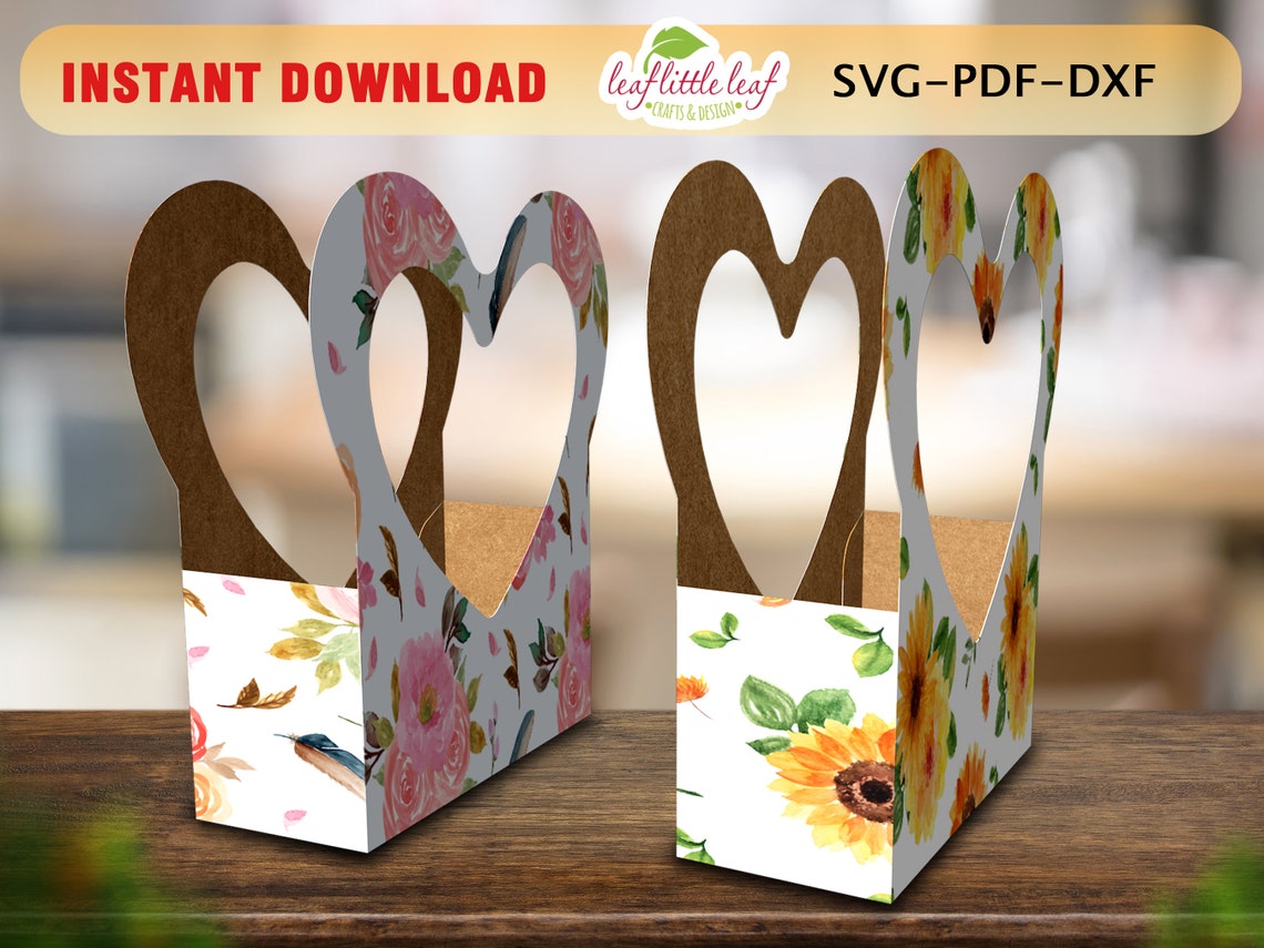 Handle Package Heart Bag Vol2 Template, Flower Package Bag, Valentine ...
