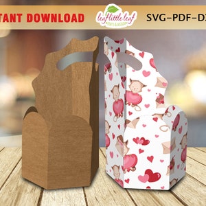 Flower Box With Handle Template, Flower Box Package, Box With Handle ...
