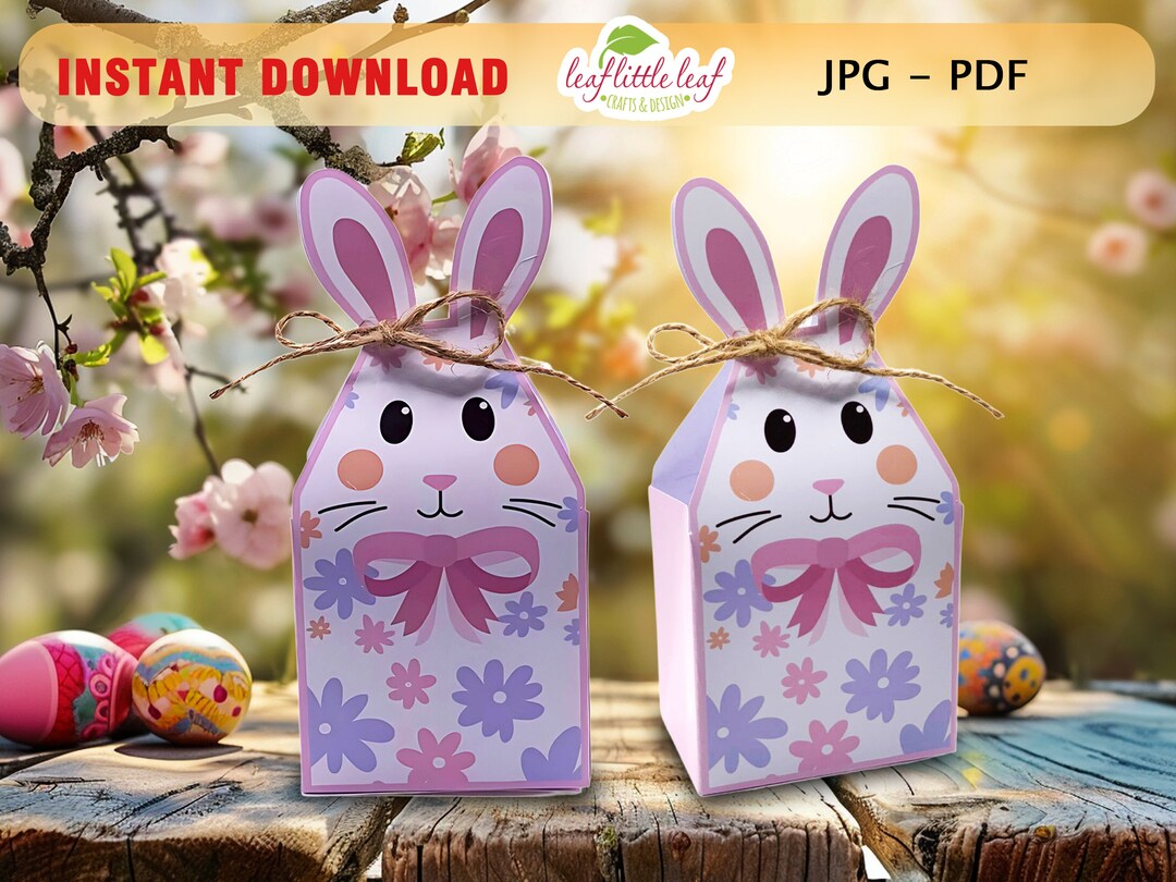 Easter Bunny Treat Box Printable, Easter Favor Box, Bunny Box Template ...