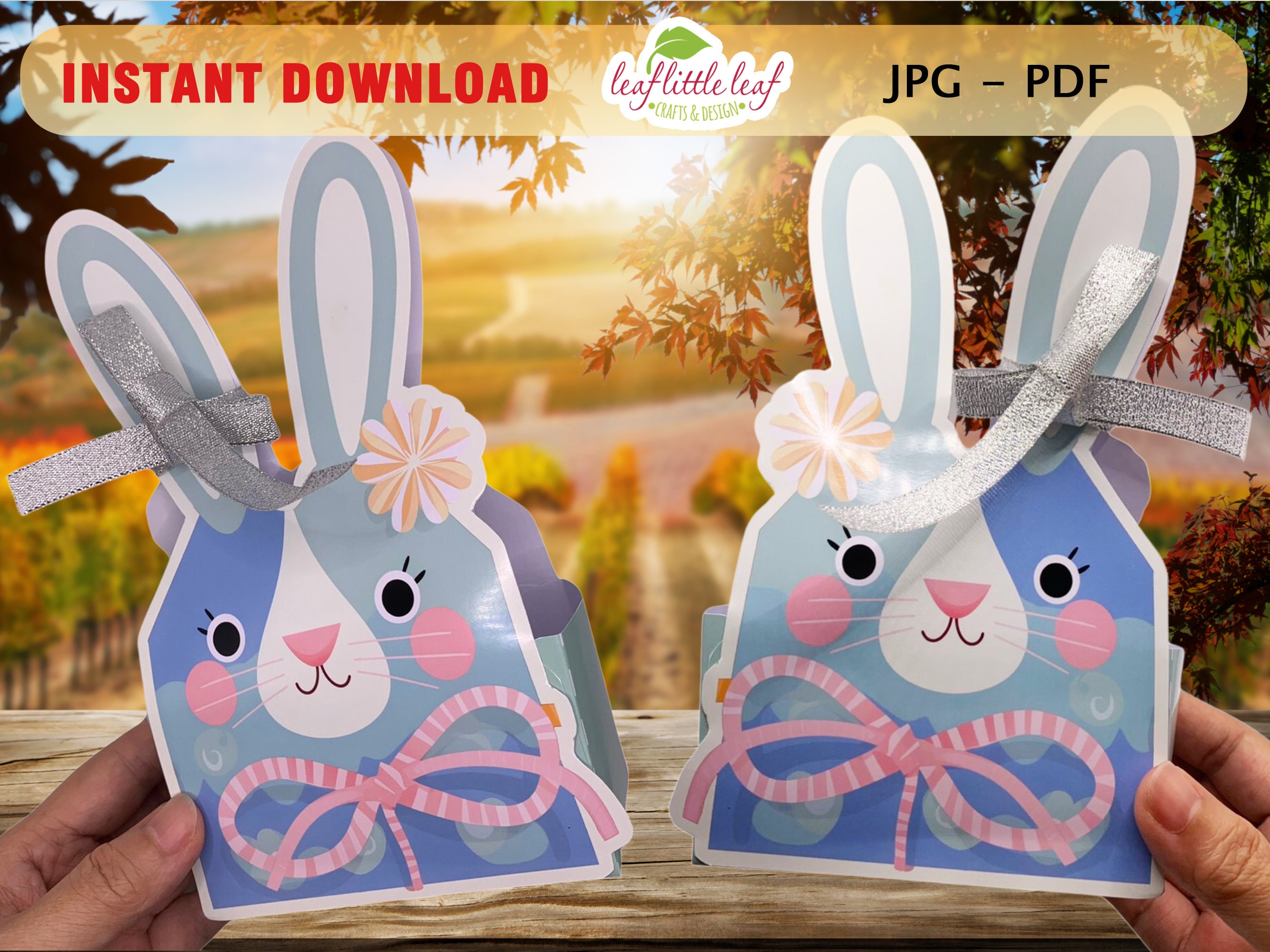 Easter Bunny Treat Box Printable, Easter Favor Box, Bunny Box Template ...