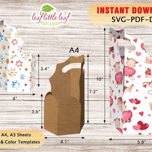 Flower Box With Handle Template, Flower Box Package, Box With Handle ...
