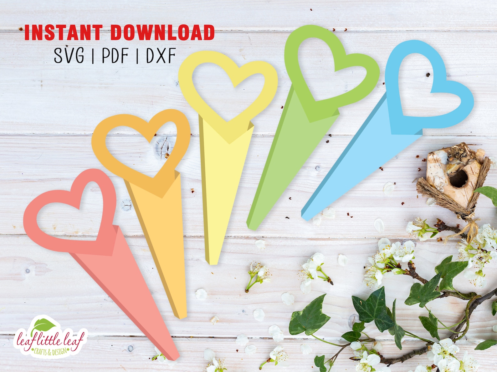 Flower Package Heart Template Vol.2, Flower Package Gift, Valentine ...