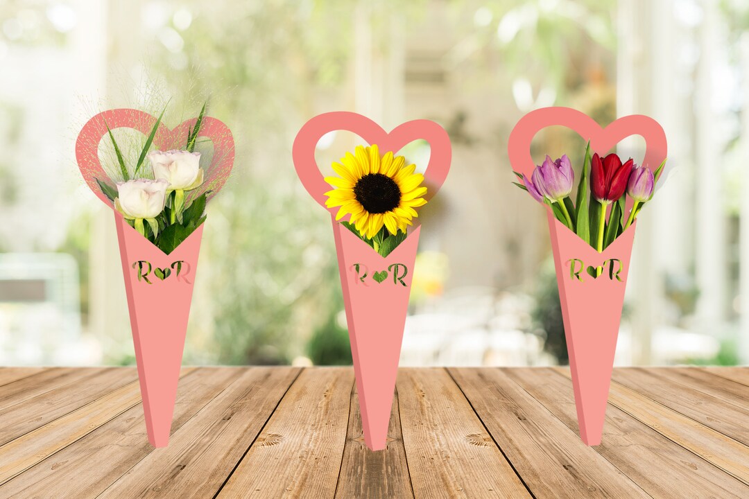 Personalized, Flower Package Heart, Flower Package Gift, Valentine ...