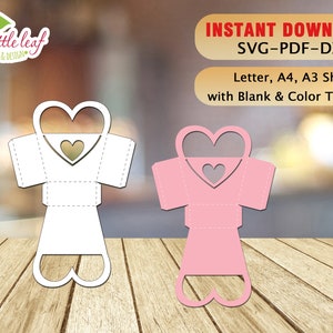 Handle Package Heart Bag Template, Flower Package Bag, Valentine ...