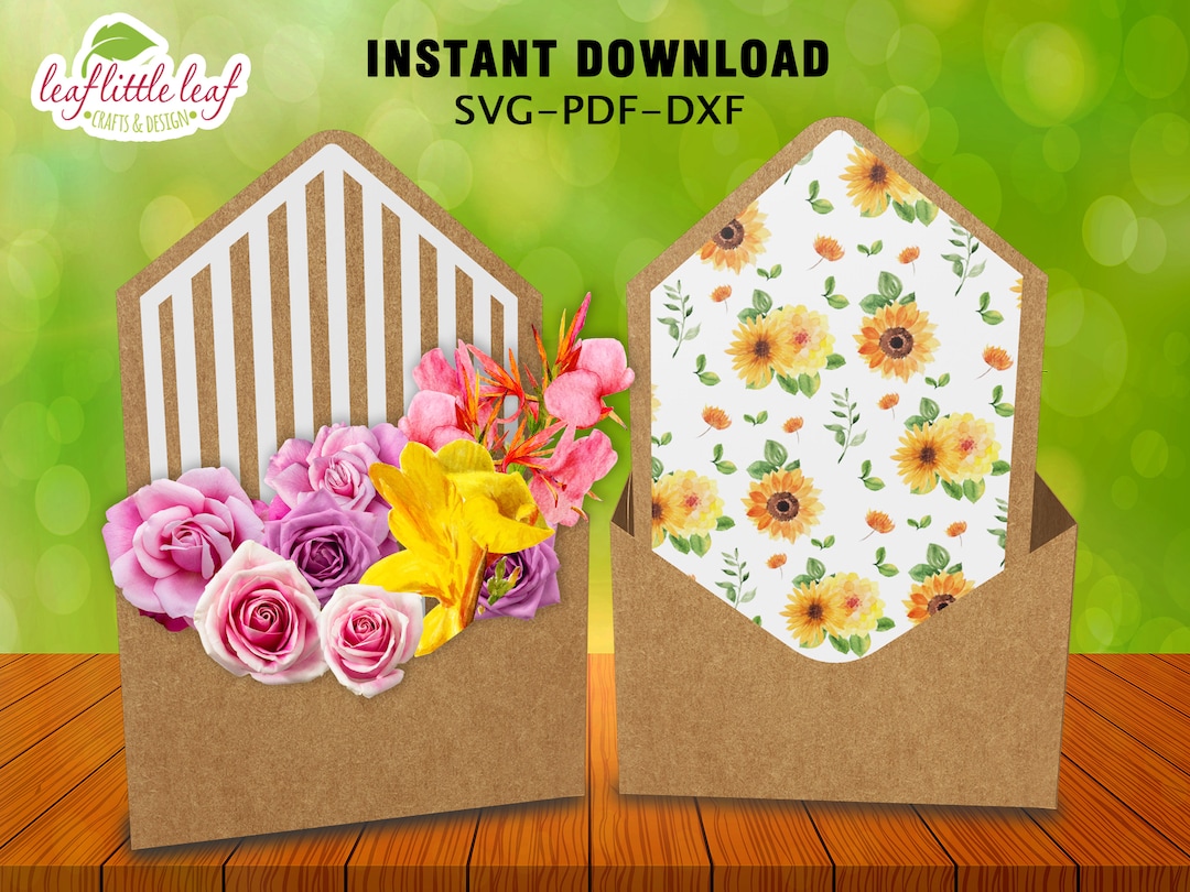 Envelope Gift Box Template, Envelope Flower Package, Envelope Flower ...